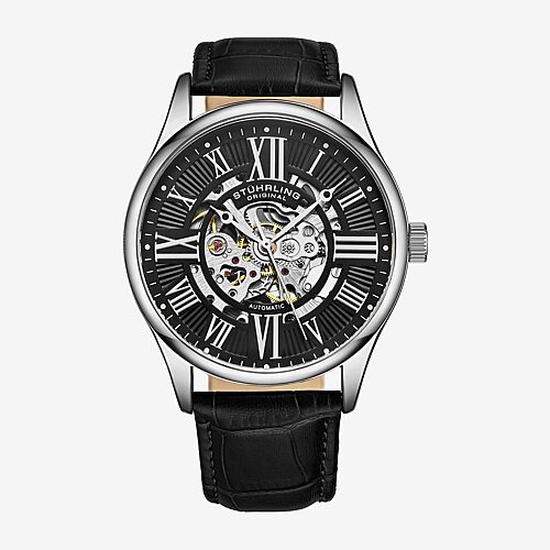 Click here for Stuhrling Mens Automatic Silver Tone Leather Strap... prices