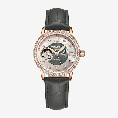 Click here for Stuhrling Womens Automatic Gray Leather Strap Watc... prices