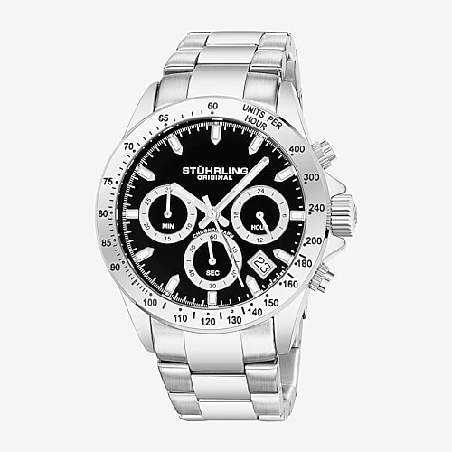 Click here for Stuhrling Mens Chronograph Silver Tone Stainless S... prices