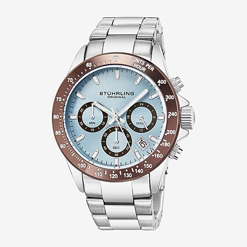 Click here for Stuhrling Mens Chronograph Silver Tone Stainless S... prices