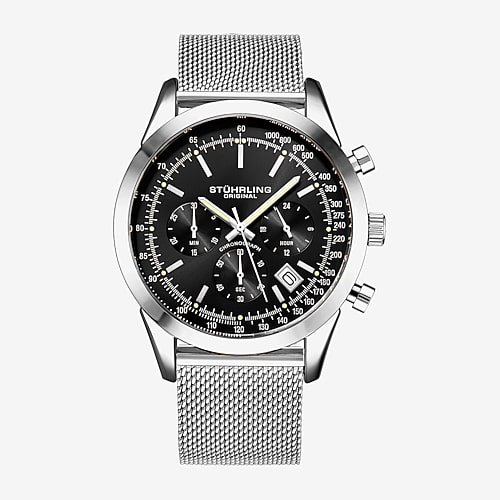 Click here for Stuhrling Mens Chronograph Silver Tone Stainless S... prices