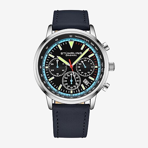 Click here for Stuhrling Mens Blue Leather Strap Watch 3986l 2  O... prices