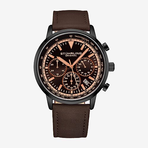 Click here for Stuhrling Mens Brown Leather Strap Watch 3986l 5... prices