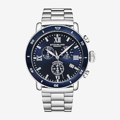 Click here for Stuhrling Mens Chronograph Silver Tone Stainless S... prices