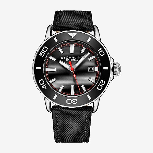 Click here for Stuhrling Aquadiver Mens Black Strap Watch 4049 1... prices