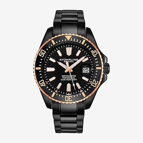 Click here for Stuhrling Mens Black Stainless Steel Bracelet Watc... prices