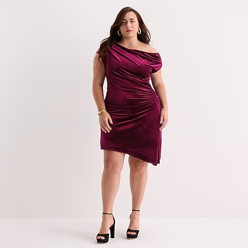 Click here for Premier Amour Womens Plus One Shoulder Short Sleev... prices