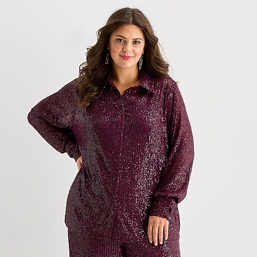 Click here for Premier Amour Womens Long Sleeve Sequin Blouse  1x... prices