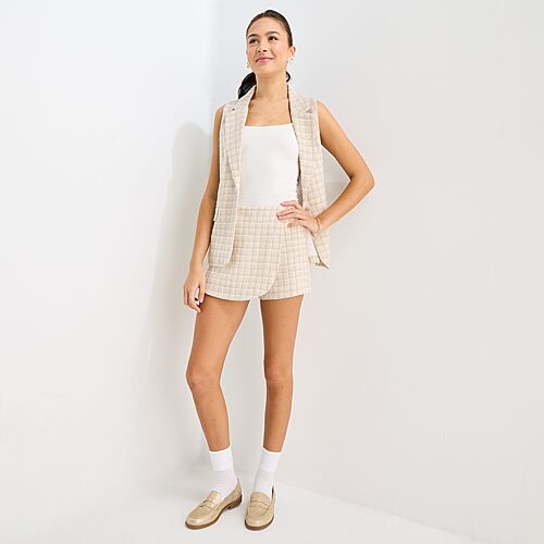 Click here for by&by Womens Juniors Mid Rise Wrap Skirt  8  White prices