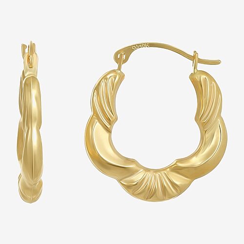 Click here for Womens 10K Gold 20.6mm Flower Hoop Earrings  One S... prices