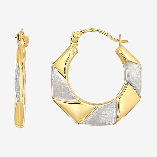 Click here for Womens 14K Two Tone Gold 19mm Round Hoop Earrings... prices