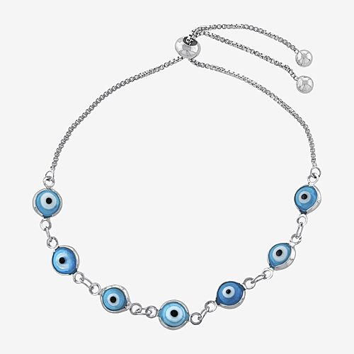 Click here for Womens Aqua Glass Guardian Eye Adjustable Bracelet... prices