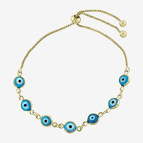 Click here for Womens Aqua Glass Guardian Eye Adjustable Bracelet... prices