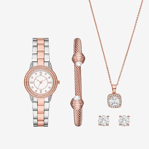 Click here for Ladies Boxed Sets Womens Crystal Accent Two Tone 4... prices