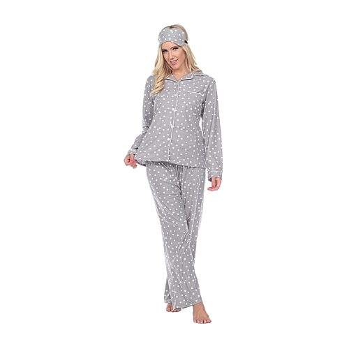 Click here for Womens White Mark Dotted Long Sleeve 3pc. Pajama S... prices