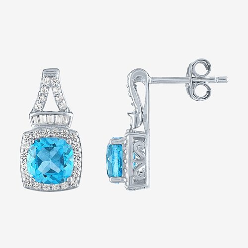 Click here for Womens Genuine Blue Topaz Sterling Silver Drop Ear... prices