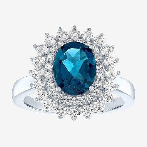Click here for Womens Gemstone Sterling Silver Oval Halo Cocktail... prices