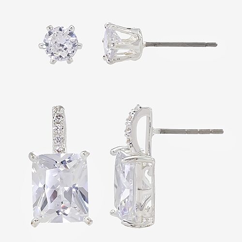 Click here for Sparkle Allure Womens Cubic Zirconia 2 Pair Earrin... prices