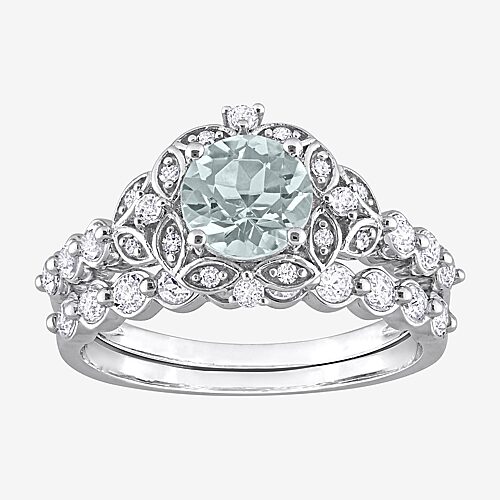 Click here for Womens Diamond Accent Genuine Blue Aquamarine 10K... prices