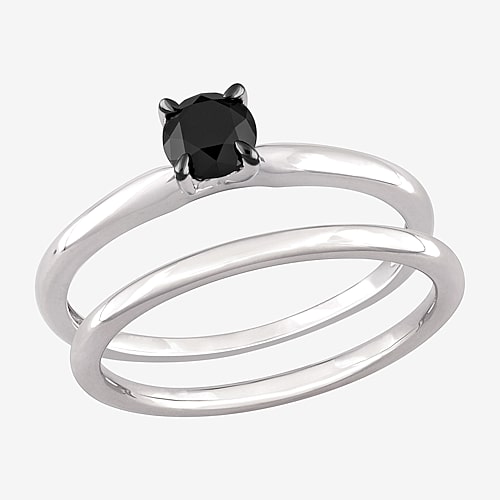 Click here for Womens 1/2 CT. Natural Black Diamond 10K Gold Roun... prices
