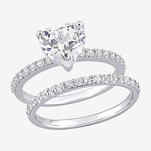 Click here for Womens Lab Created White Sapphire 10K Gold Heart S... prices