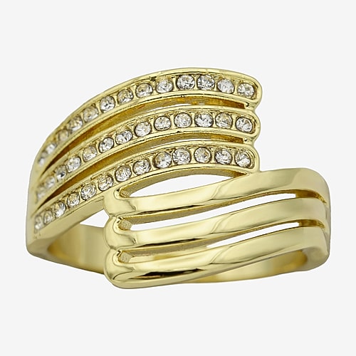 Click here for Sparkle Allure Wavy Wrap Womens 3MM Crystal 14K Go... prices