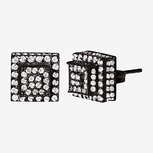 Click here for Cubic Zirconia Stainless Steel 7.6mm Square Stud E... prices