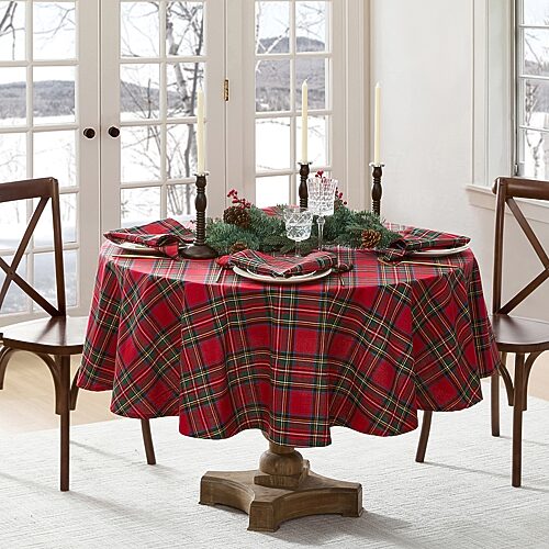 Click here for Threadmade Stowe Tartan Holiday Plaid Oval Tablecl... prices