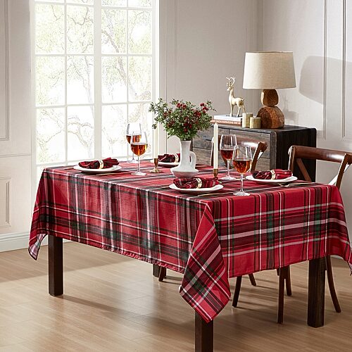 Click here for Threadmade Pocono Plaid Holiday Fabric Tablecloth... prices