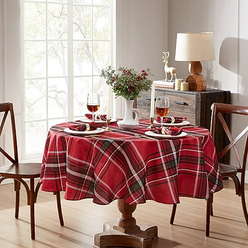Click here for Elrene Home Fashions Pocono Plaid Holiday 70 Round... prices