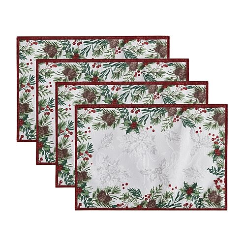 Click here for Elrene Holly Berry Flourish Holiday Fabric Placema... prices