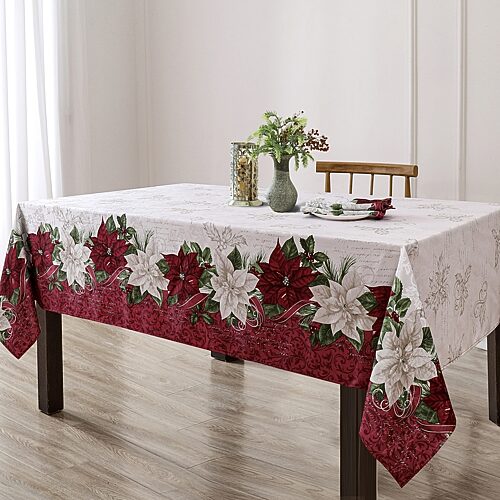 Click here for Elrene Clarette Poinsettia Holiday Fabric Rectangl... prices