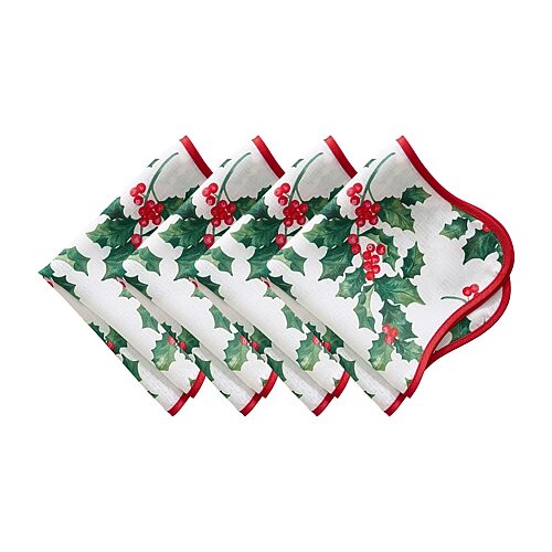 Click here for Elrene Classic Holly Scallop Border Napkins 17x 17... prices