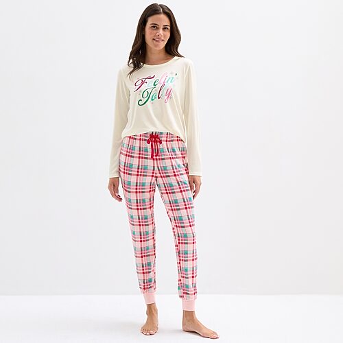 Click here for Sleep Chic Womens Crew Neck Long Sleeve 2-pc. Paja... prices