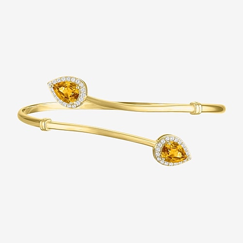 Click here for Womens Yellow Citrine 14K Gold Over Silver Cuff Br... prices