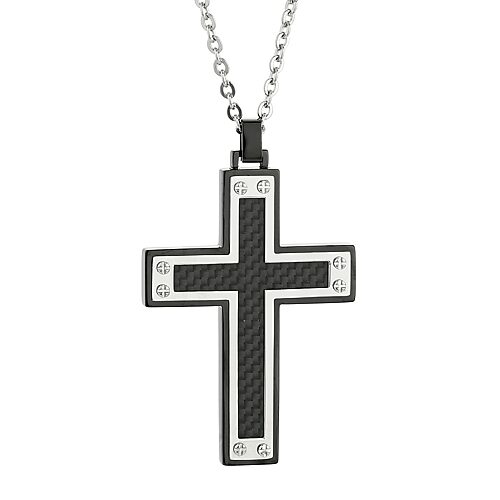 Click here for Mens Stainless Steel & Black IP w/Carbon Fiber Inl... prices