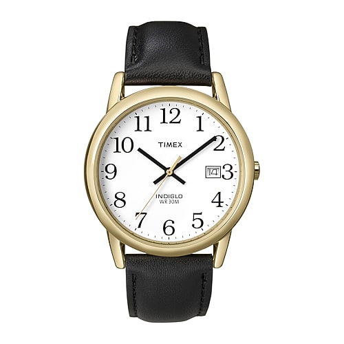 Click here for Timex Easy Reader Mens Black Leather Strap Watch T... prices