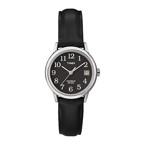 Click here for Timex Easy Reader Womens Black Leather Strap Watch... prices