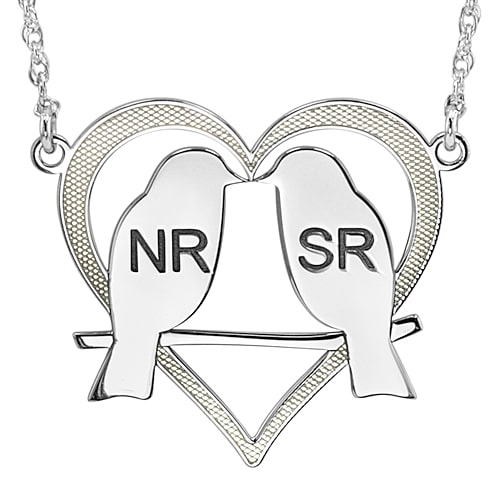 Click here for Personalized 25mm Love Birds Heart Couples Necklac... prices