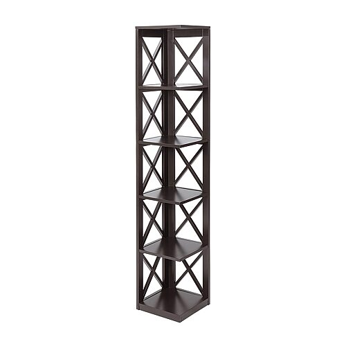 Click here for Oxford 5 Tier Corner Bookcase - Medium Brown prices