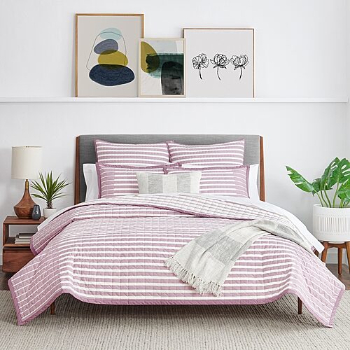 Click here for Fieldcrest Panel Stripe Quilt  One Size  Purple prices