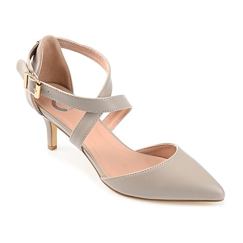 Journee Collection Womens Riva Crisscross Strap Pointed Toe Pumps - Gray