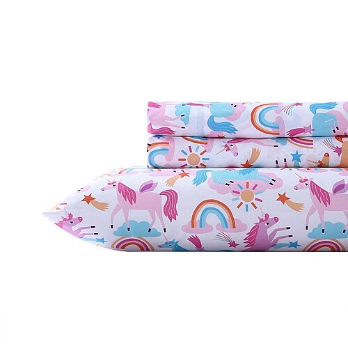 Poppy & Fritz Unicorn Deep Pocket Sheet Set  One Size  Pink