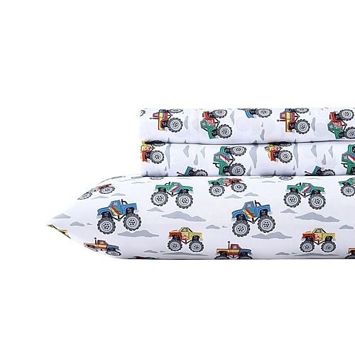 Poppy & Fritz Trucks Deep Pocket Sheet Set  One Size  Gray