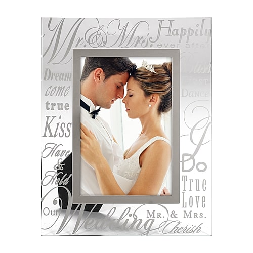 Click here for Malden 4x6 Mr And Mrs Metalic Glass Tabletop Frame... prices