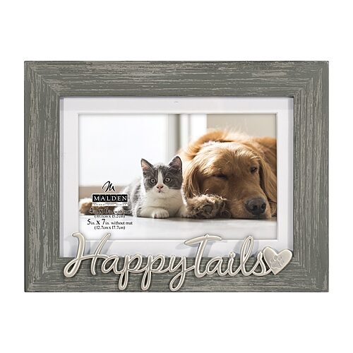 Click here for Malden 4x6/5x7 Happy Tails Gray Tabletop Frame  On... prices