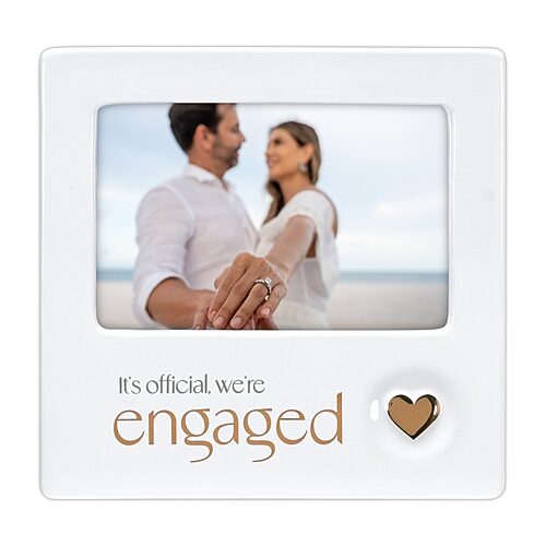 Click here for Malden 4x6 WeRe Engaged Ceramic Heart Tabletop Fra... prices