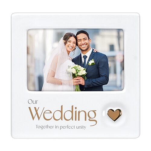 Click here for Malden 4x6 Our Wedding Ceramic Heart Tabletop Fram... prices