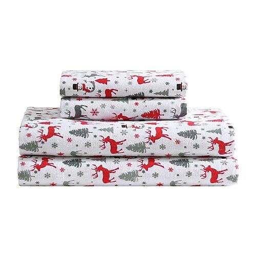 Beatrice Home Fashions Holiday Flannel Sheet Set  One Size  White