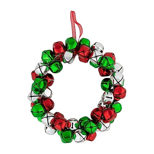 Click here for Northlight Red Silver Green Jingle Bell Wreath  On... prices